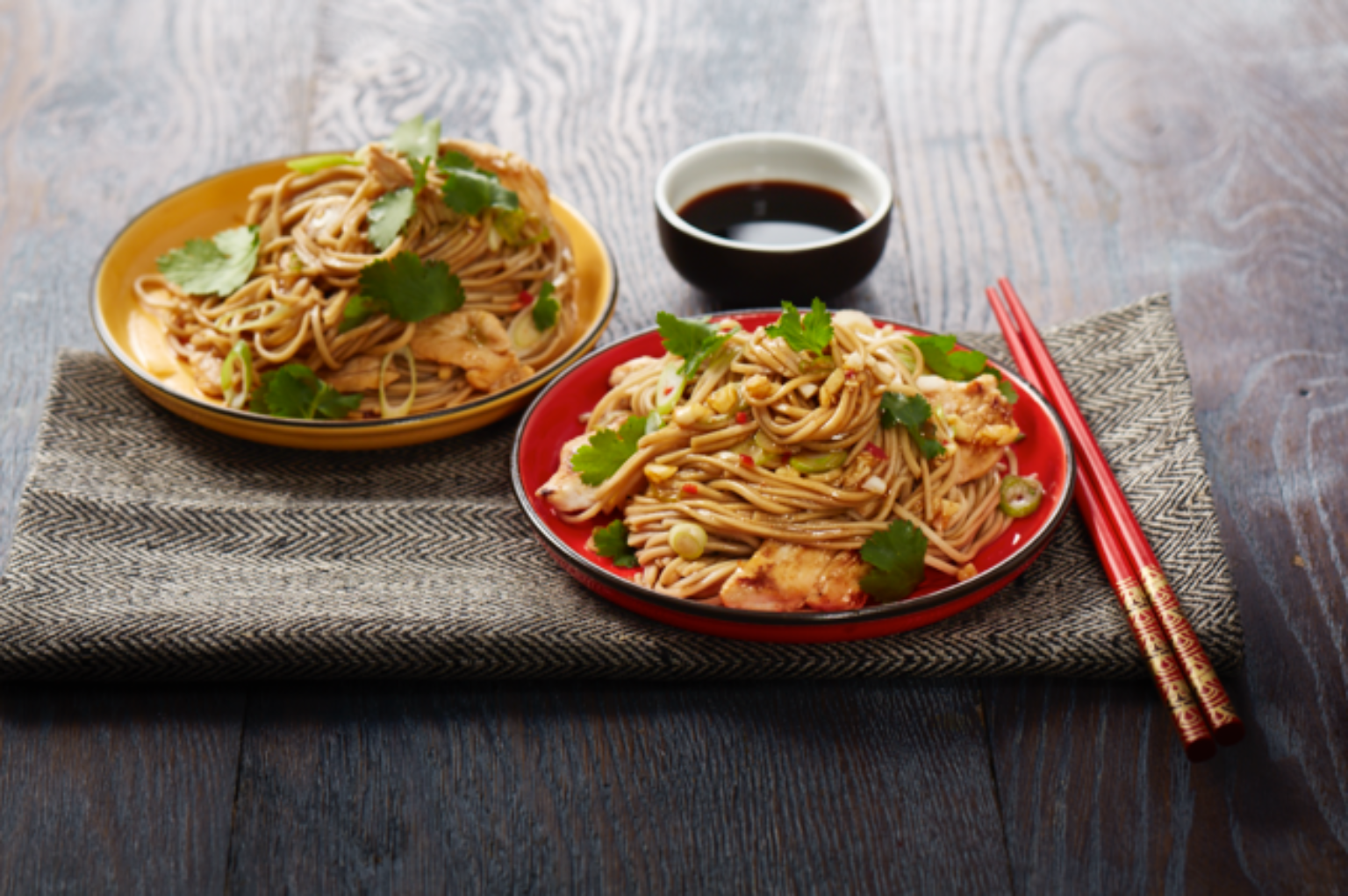 Cold chicken slices with Soba and garlic sauce - Hakubaku - The ...